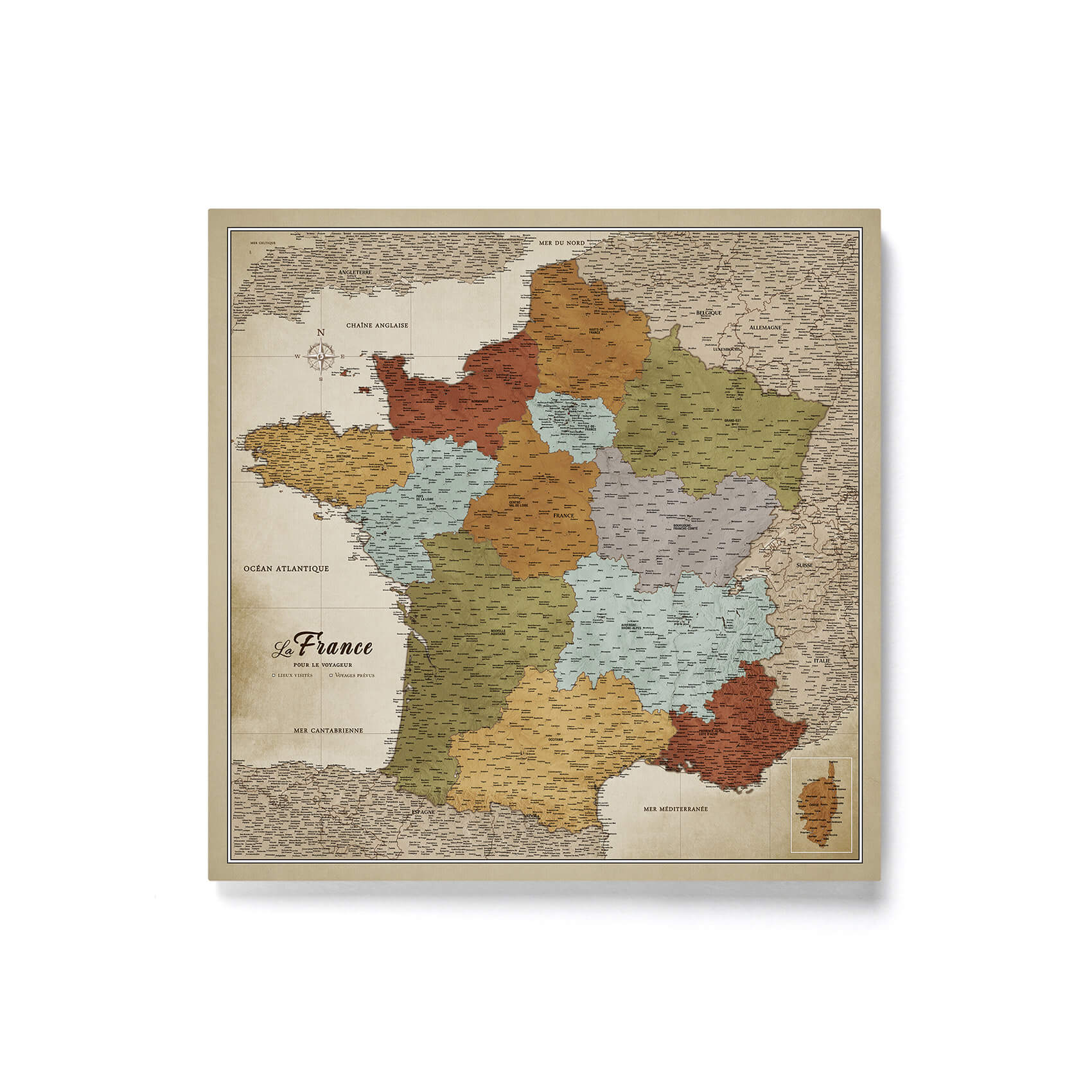 Push Pin Europe Map Cream Gold Pinboard Gift For Trveler