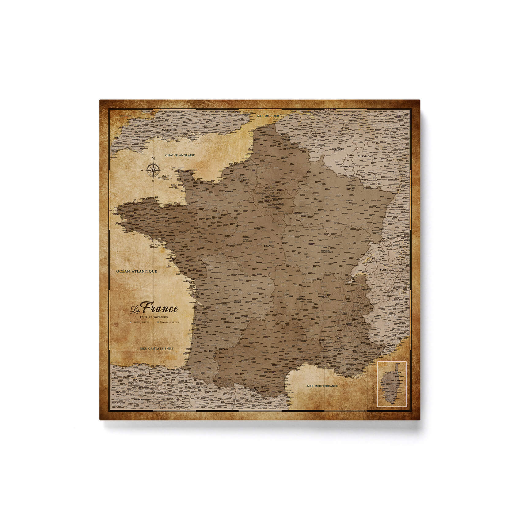 Push Pin France Map Black And Gold Pinboard Gift For Trveler