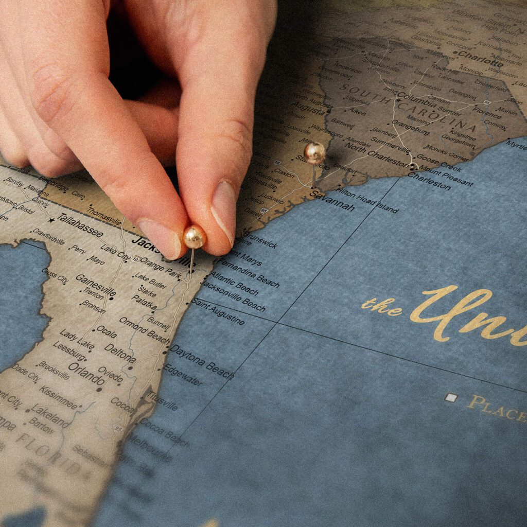 Push Pin USA Map Physical Canvas Pinboard Gift