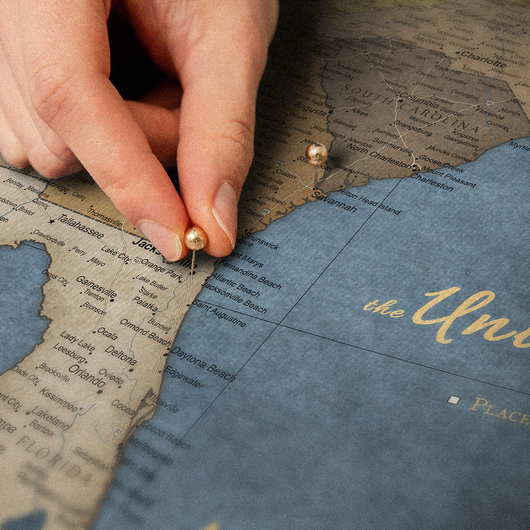 Push Pin USA Map Physical Canvas Pinboard Gift