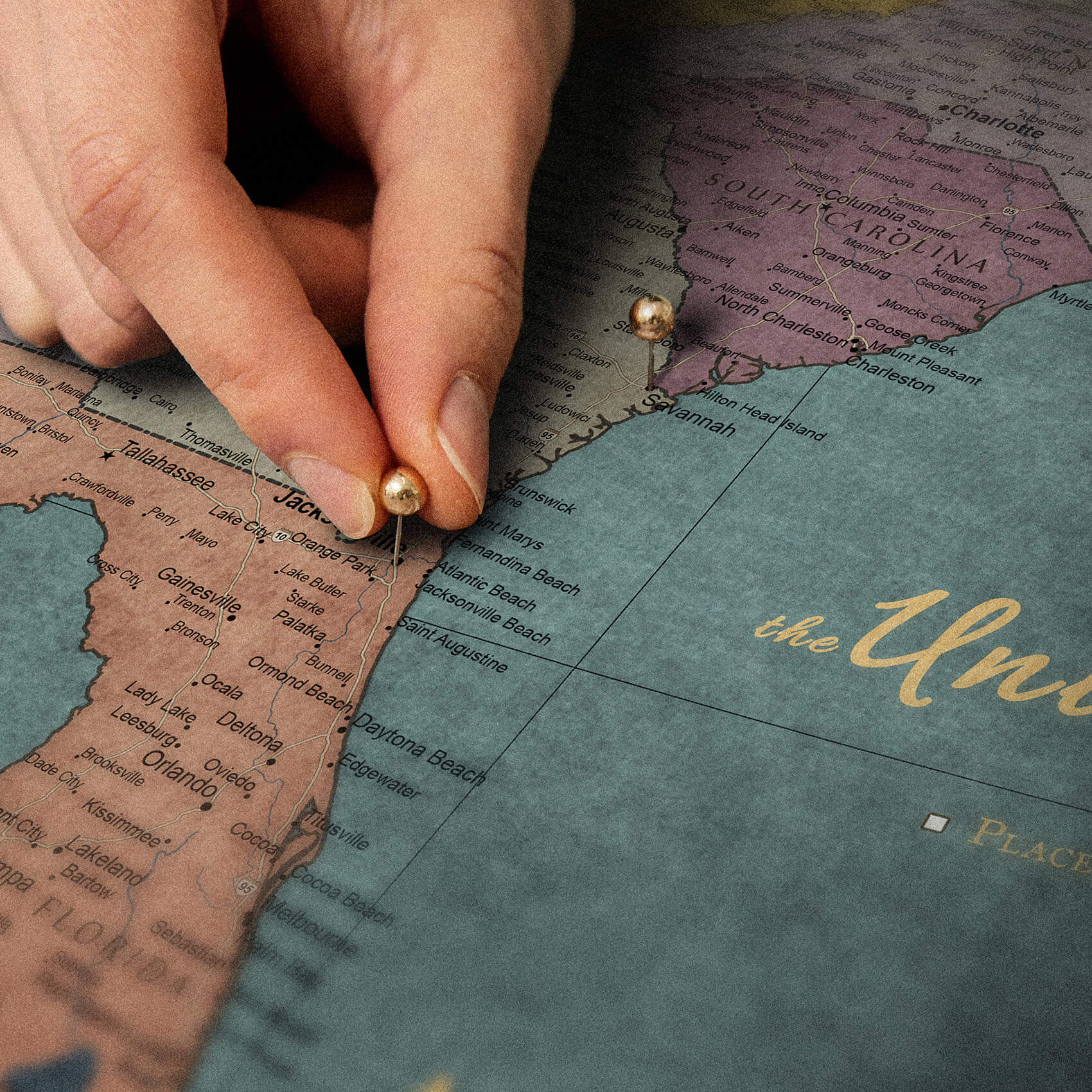 Push Pin USA Map Black And Gold Canvas Pinboard Gift