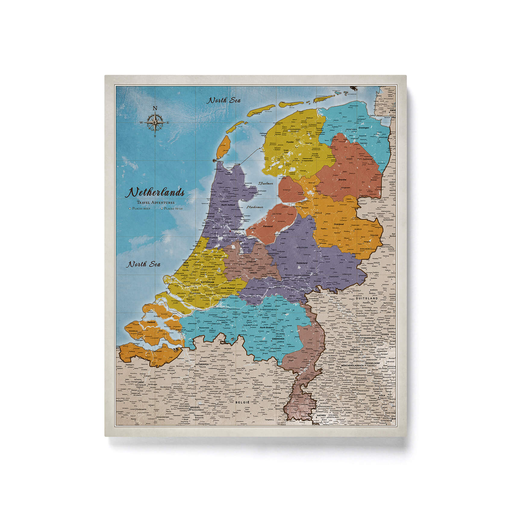Push Pin Netherlands Map Retro Pinboard Gift For Trveler