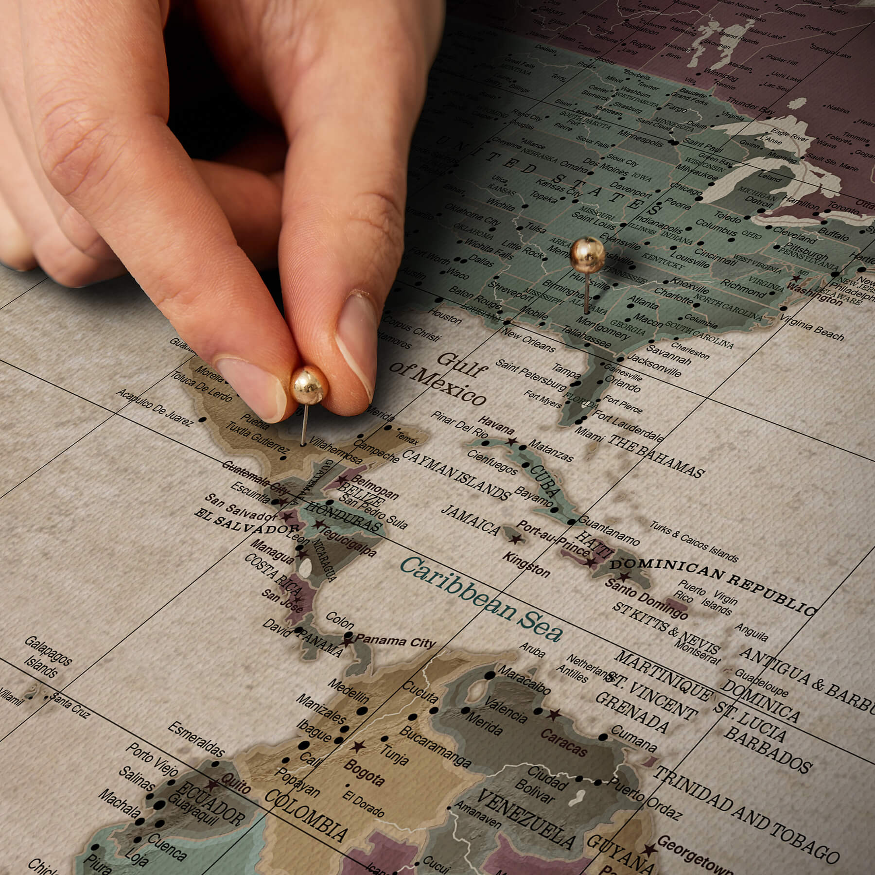 Push Pin World Map Greey Canvas Pinboard Gift For Trveler