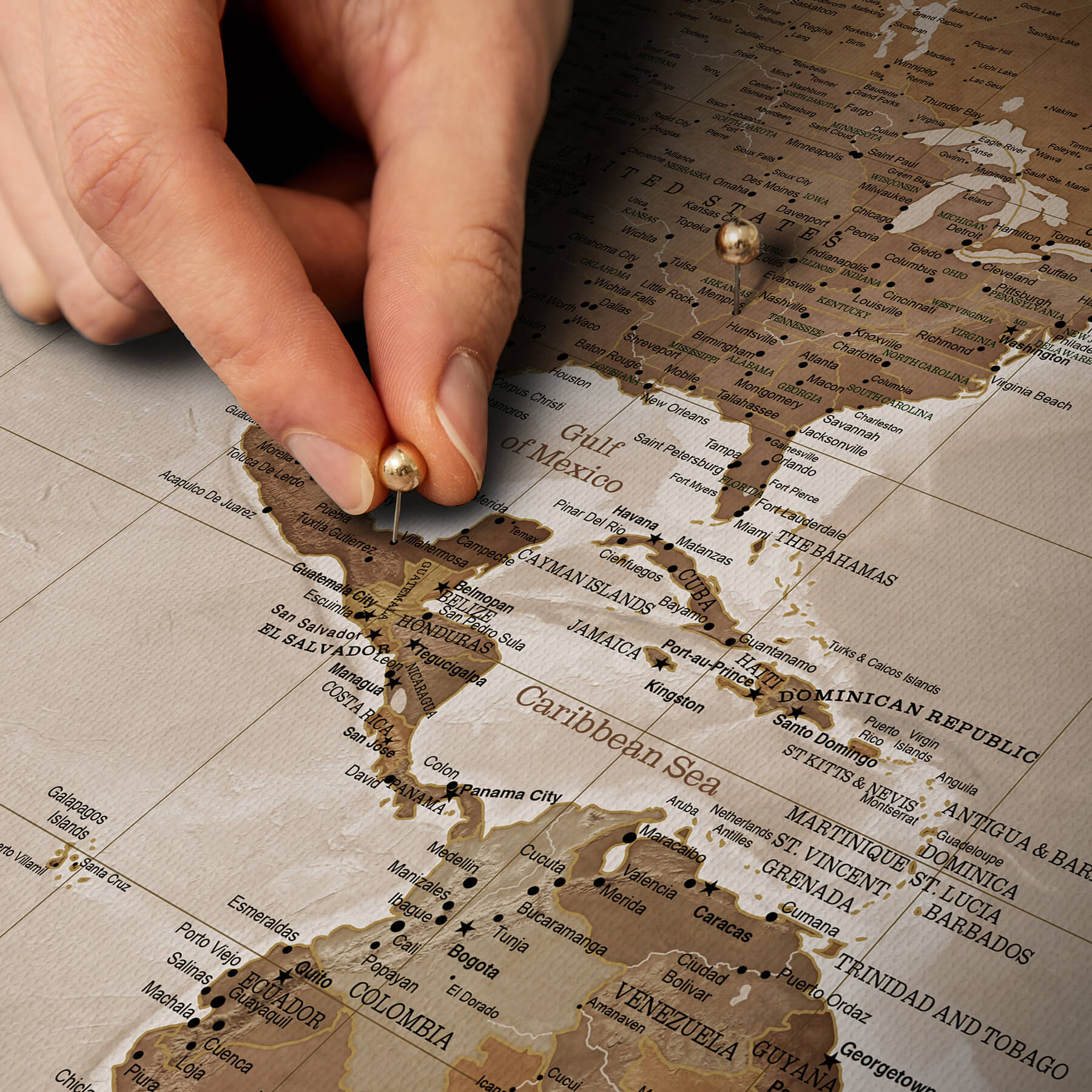 Push Pin World Map Green Canvas Pinboard Gift For Trveler