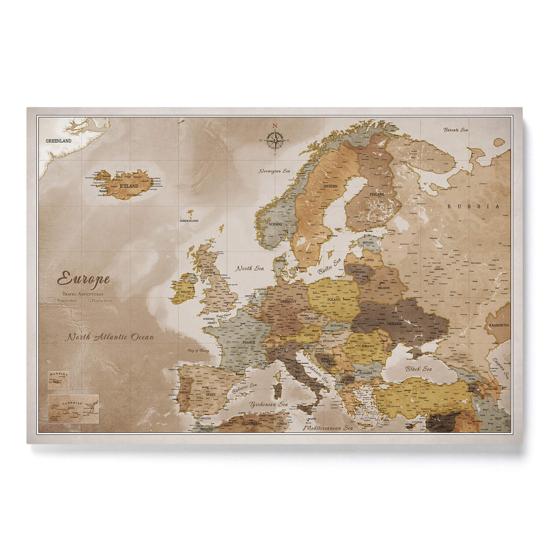Push Pin Europe Map Cream Pinboard Gift For Trveler