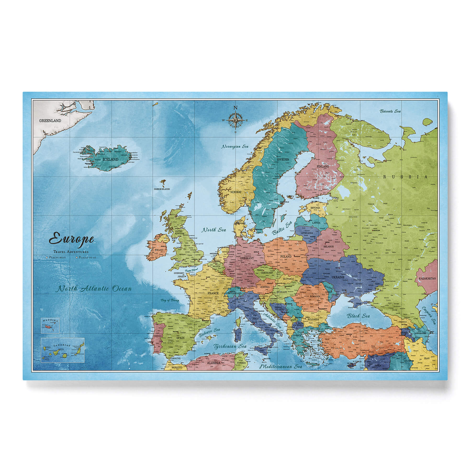 Push Pin Europe Map Brown Pinboard Gift For Trveler