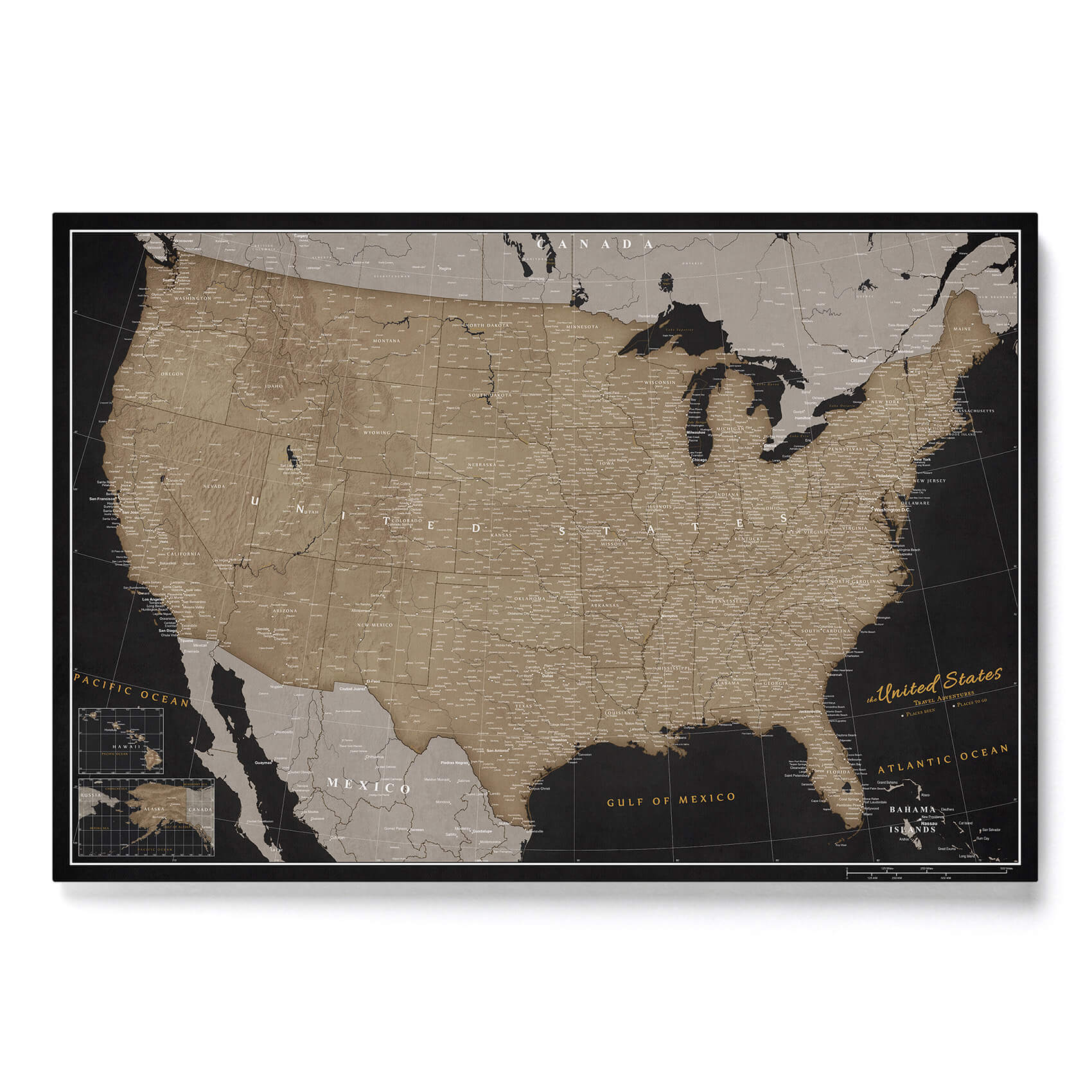 Push Pin USA Map Retro Old Canvas Pinboard Gift