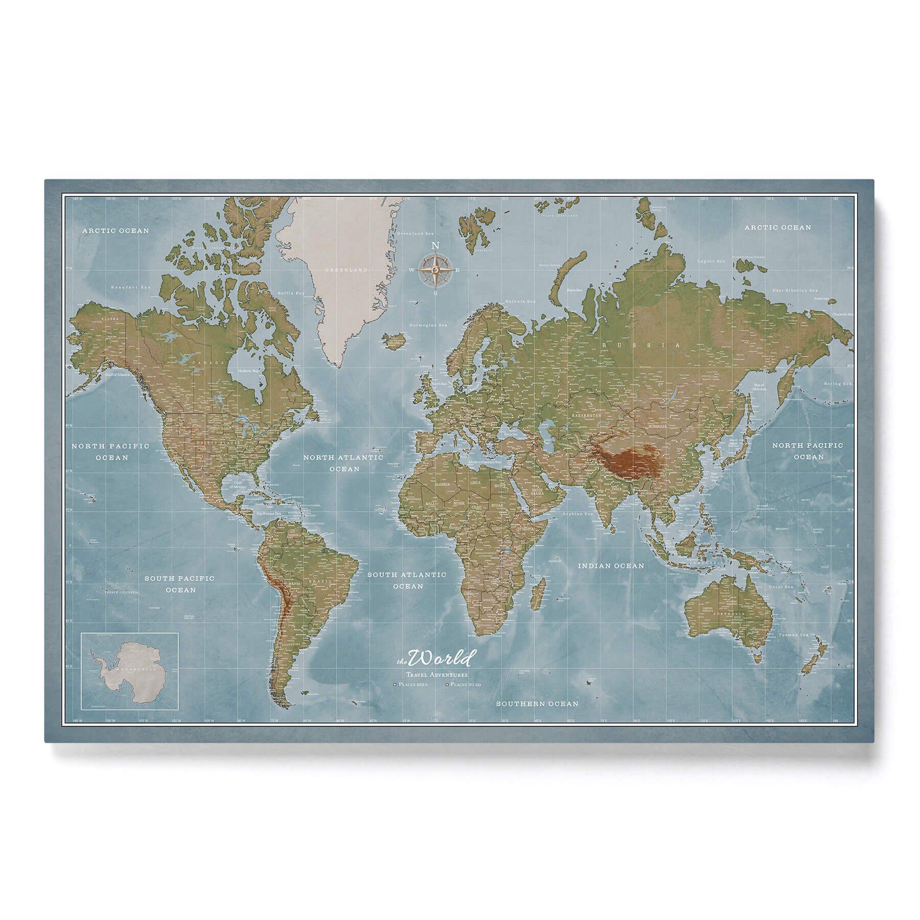 Push Pin World Map Graphite / Black Map For Travelers