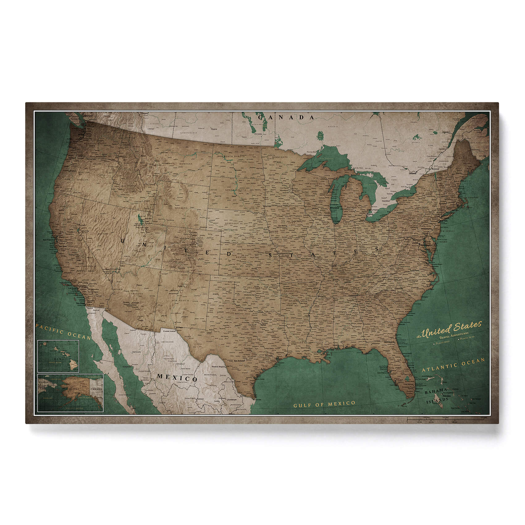 Push Pin USA Map Physical Canvas Pinboard Gift