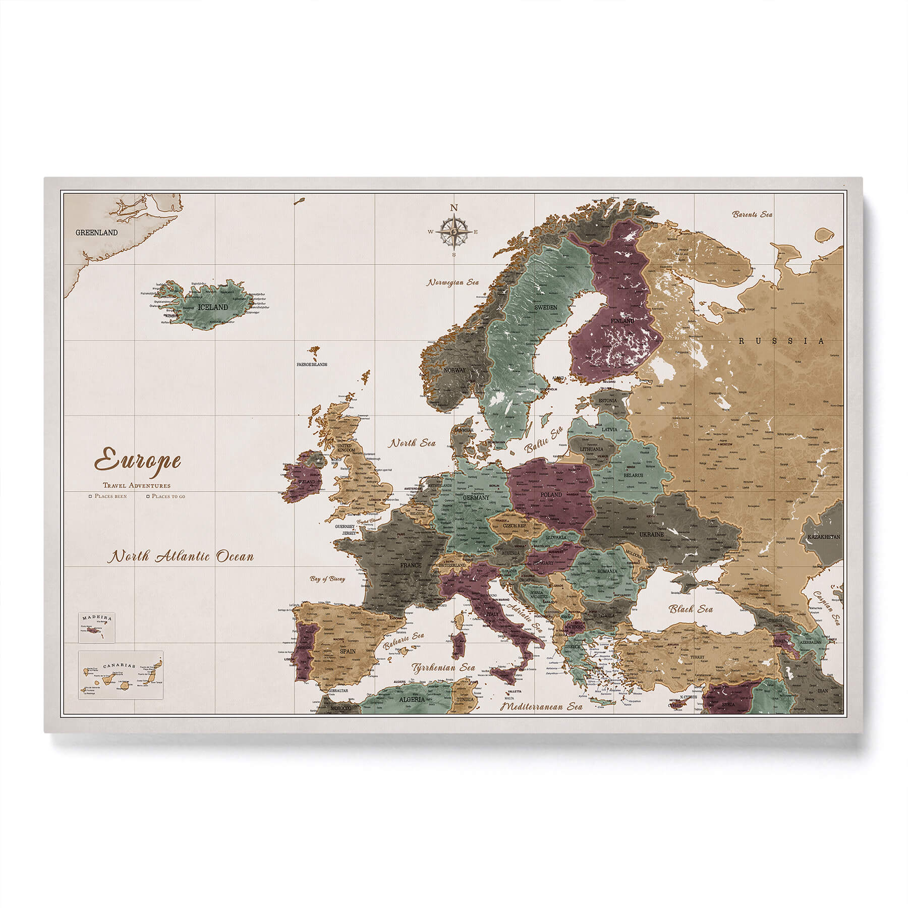 Push Pin Europe Map Cream Pinboard Gift For Trveler