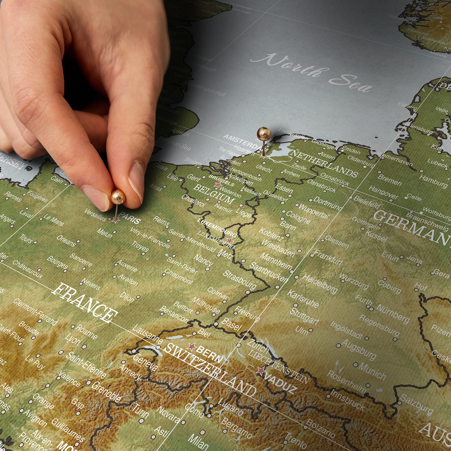 Push Pin Europe Map Green Pinboard Gift For Trveler