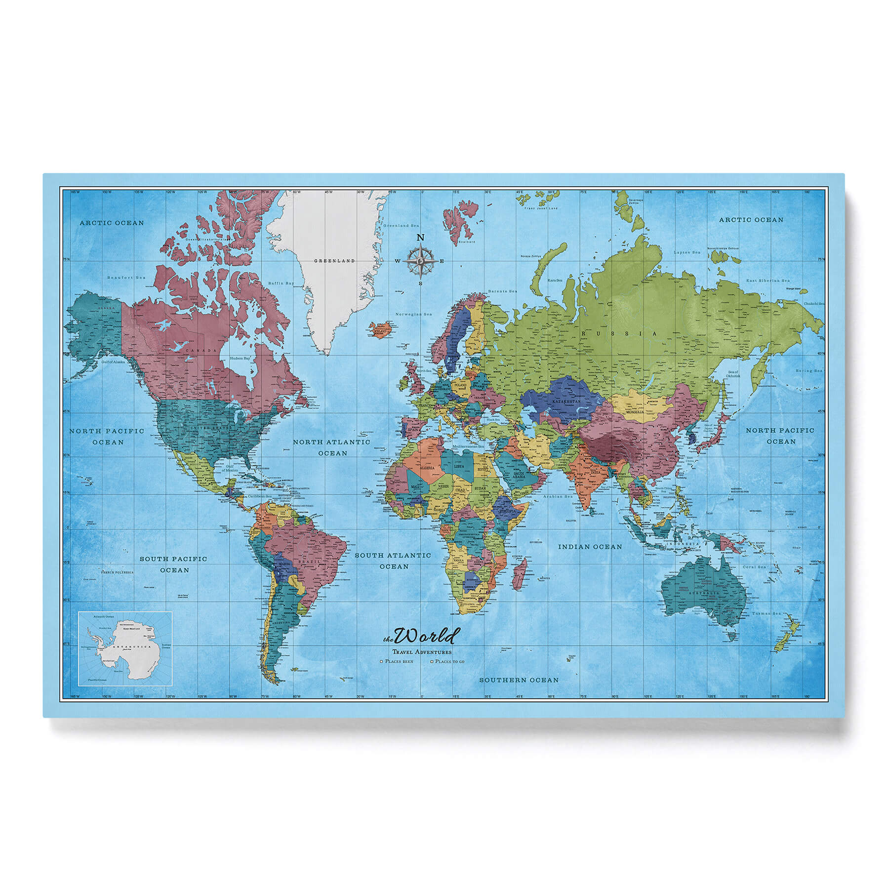 Push Pin World Map Graphite / Black Map For Travelers