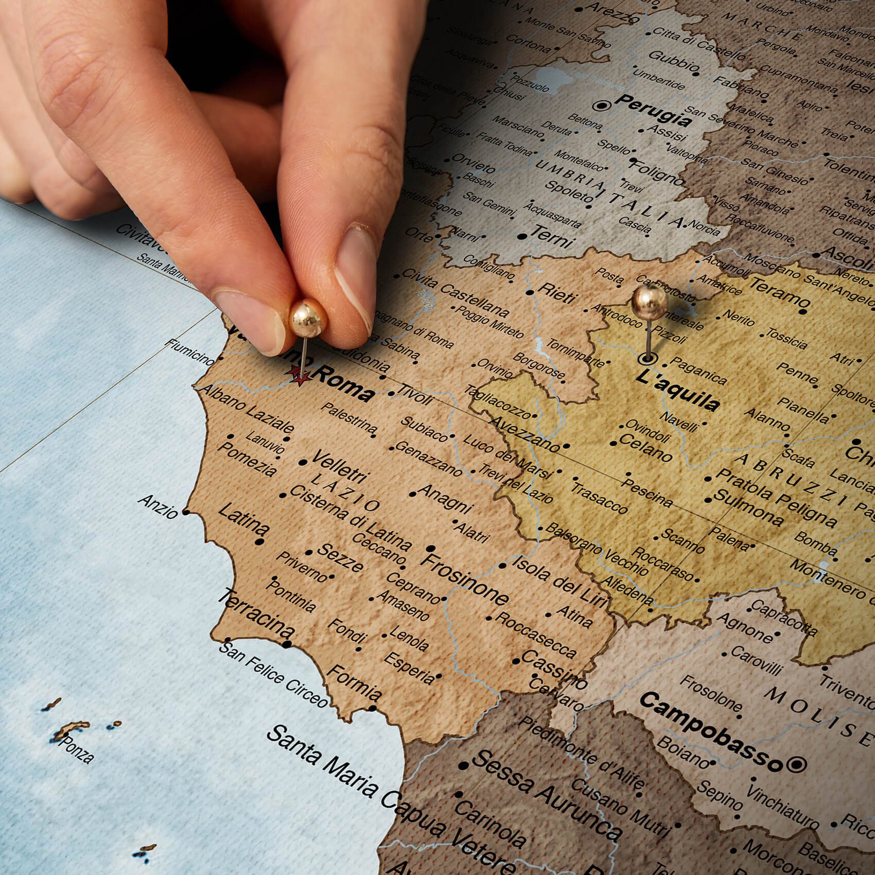 Push Pin Italy Map Retro Pinboard Gift For Trveler