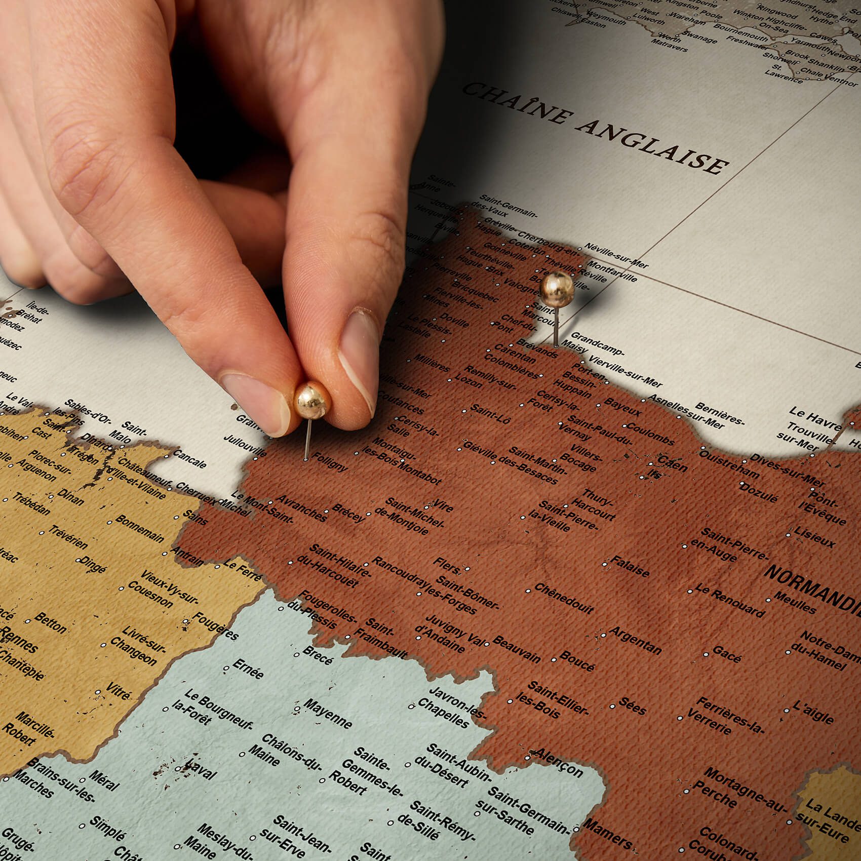 Push Pin Europe Map Cream Gold Pinboard Gift For Trveler