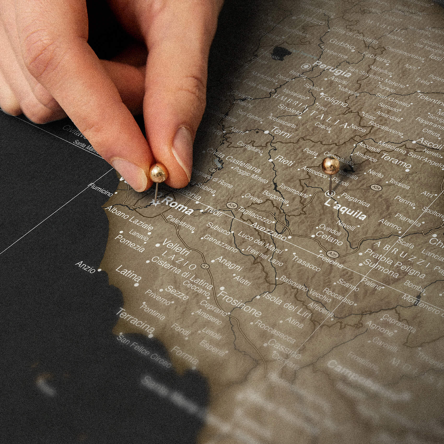 Push Pin Italy Map Cream Browns Pinboard Gift For Trveler