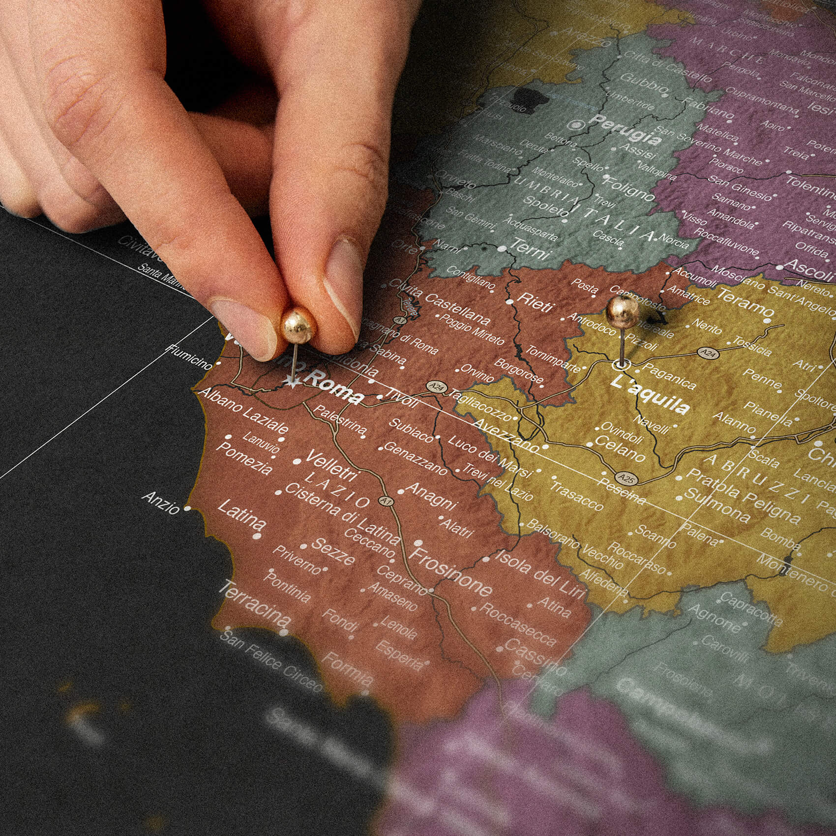 Push Pin Europe Map Vintage Brown Pinboard Gift For Trveler